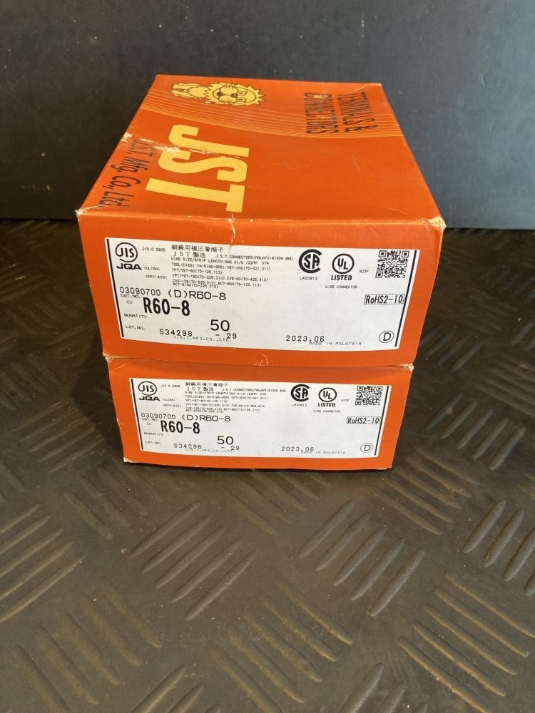 021 JST 銅線用裸圧着端子 R60-8 50個入 2箱セット 箱傷み有(その他)｜売買されたオークション情報、yahooの商品情報をアーカイブ公開 - オークファン（aucfan.com）