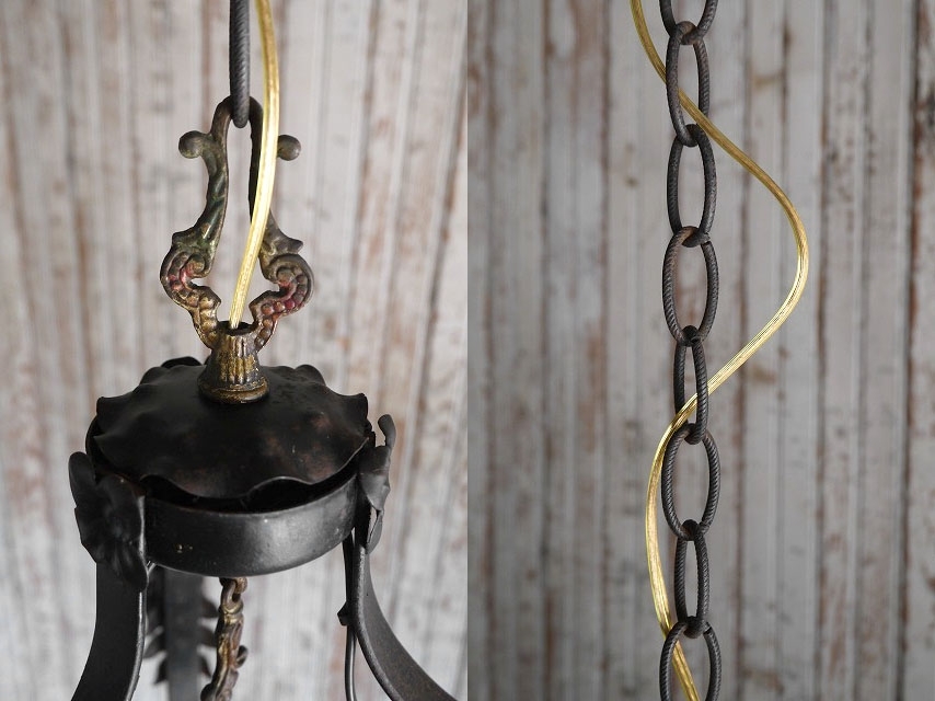 Yahoo!オークション - アンティーク 3灯吊り下げランプ [almt-107]ビ...