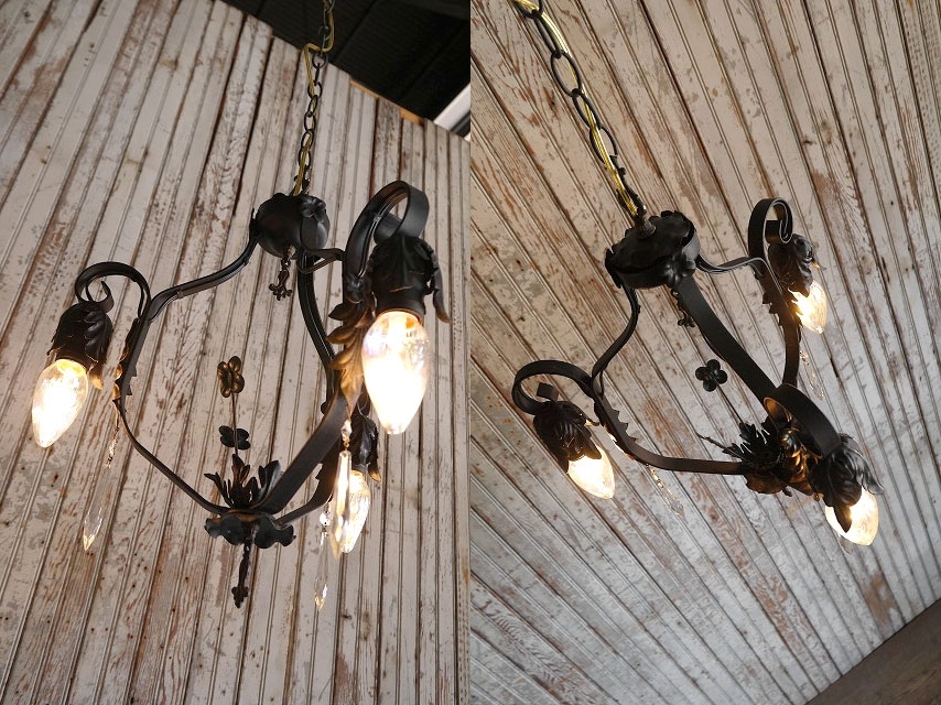 Yahoo!オークション - アンティーク 3灯吊り下げランプ [almt-107]ビ...