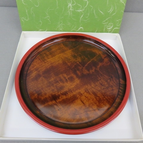 Yahoo!オークション - K121 讃岐漆器 木地呂塗 丸盆 7/12 A