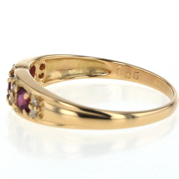 Yahoo!オークション - K18YG イエローゴールド リング ルビー ダイヤモ...