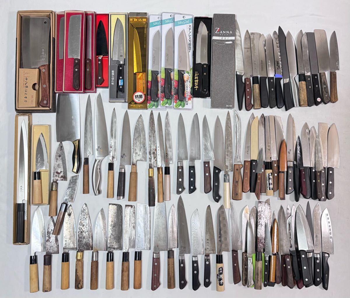 Yahoo!オークション - AZ-583 包丁 大量 まとめ 在銘有 和包丁 出刃 刺...