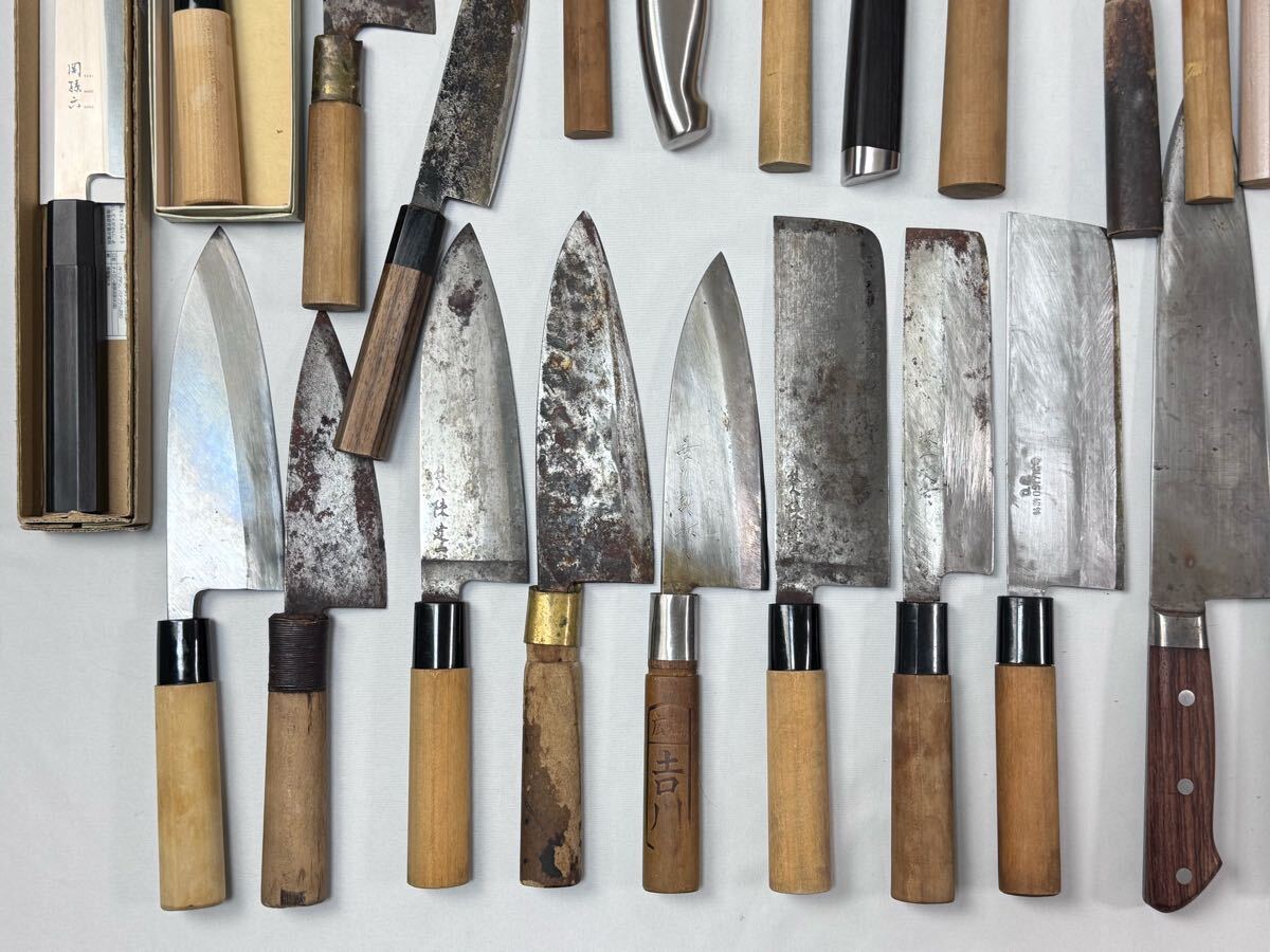 Yahoo!オークション - AZ-583 包丁 大量 まとめ 在銘有 和包丁 出刃 刺...
