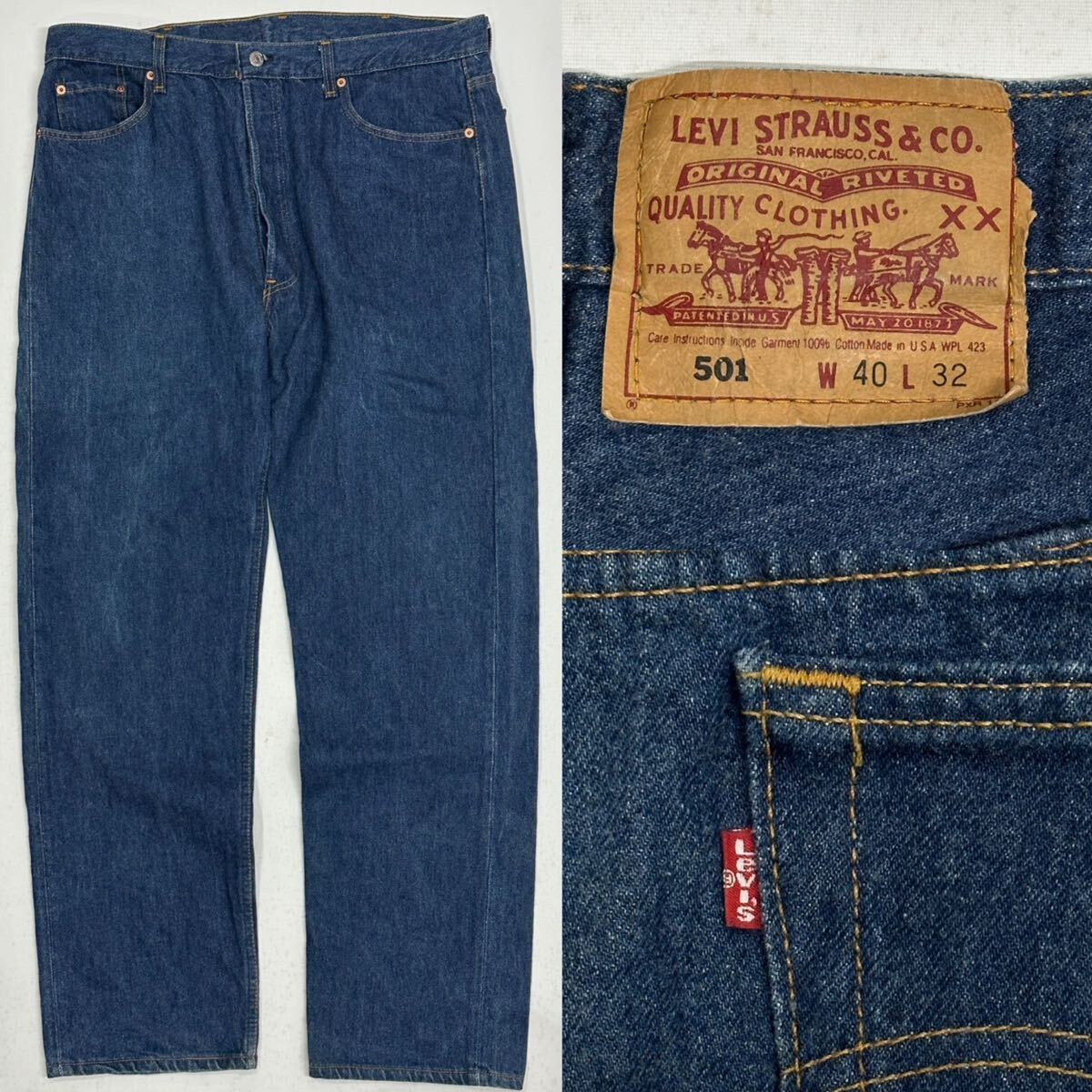 Yahoo!オークション - 90's 93年製 USA Levi's 501 0115 W40 L32 刻印5...