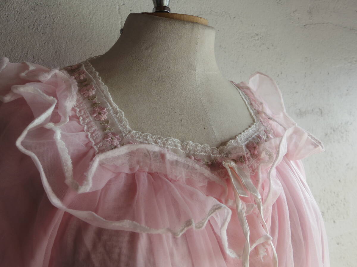 古着♪レトロVintageピンクネグリジェドレスモダン春夏ワンピ 古着♪レトロVintageピンクネグリジェドレスモダン春夏ワンピ