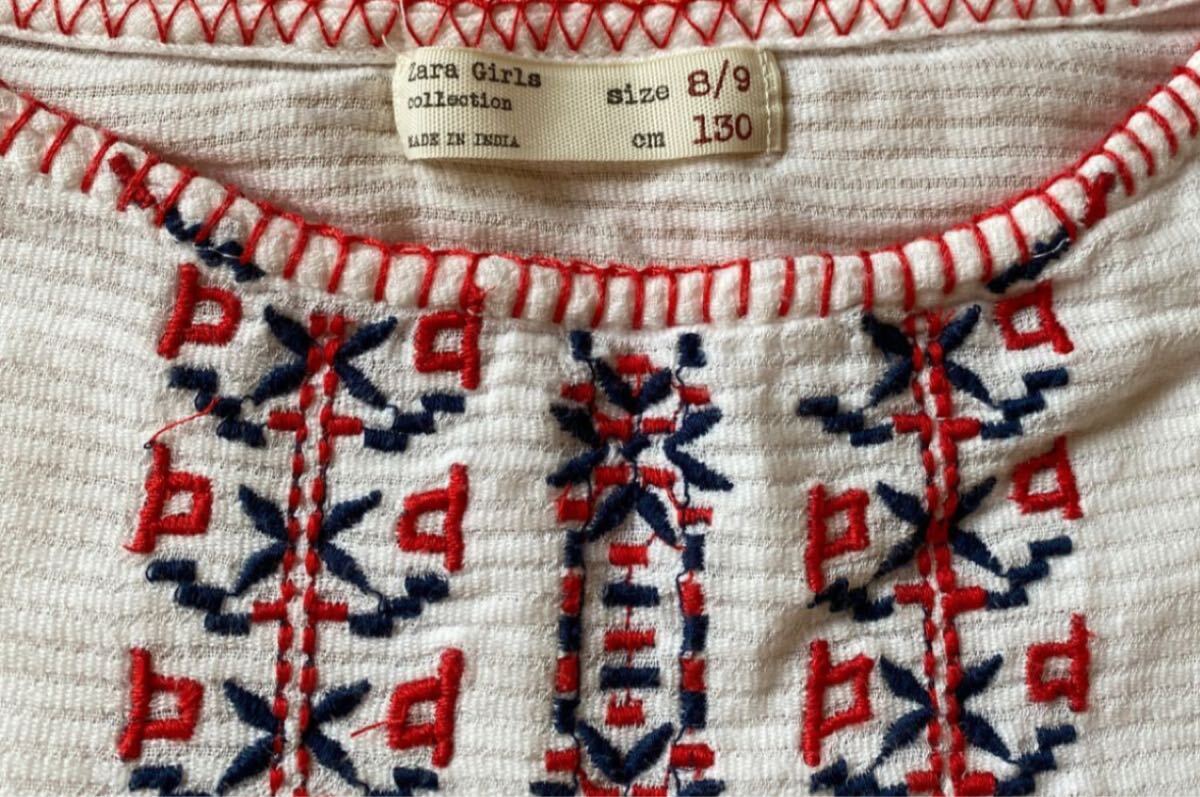 Yahoo!オークション - N60 130 子供服 キッズ トップス 半袖 刺繍 ZARA