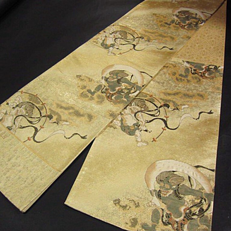 新品未仕立 細密織 西陣織高級袋帯 風神雷神屏風図 (未仕立て 新品未仕立 細密織 西陣織高級袋帯 風神雷神屏風図 (未仕立て