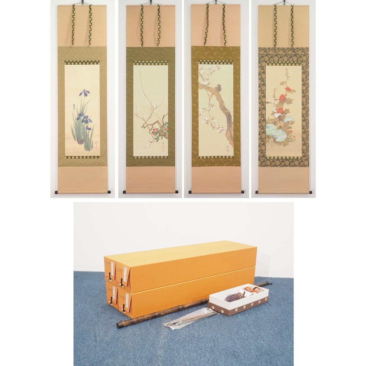 Yahoo!オークション - 【真作】【渡鹿庵】[酒井抱一] 15998 掛軸 四幅...