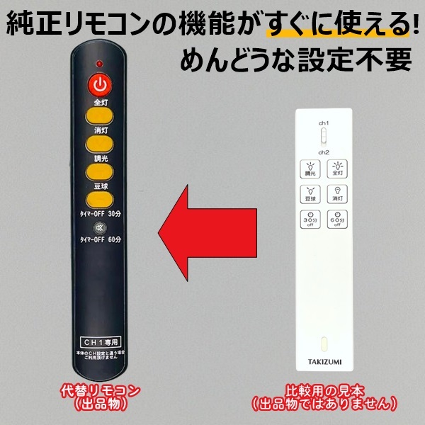 Yahoo!オークション - 【代替リモコン199】TAKIZUMI TDR-001 (CH1) 互...