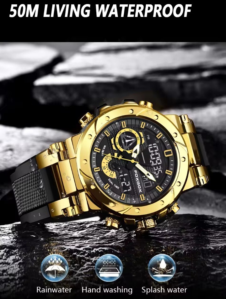 Yahoo!オークション - FOXBOX (LiGE) メンズ腕時計 デュアルウォッチ 5...