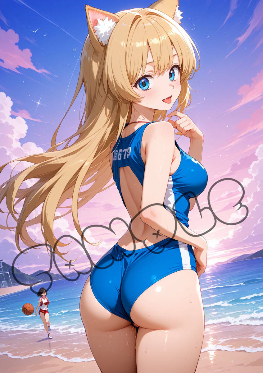 Yahoo!オークション - 1点物 可愛い 水着 アートポスター A4 イラスト...