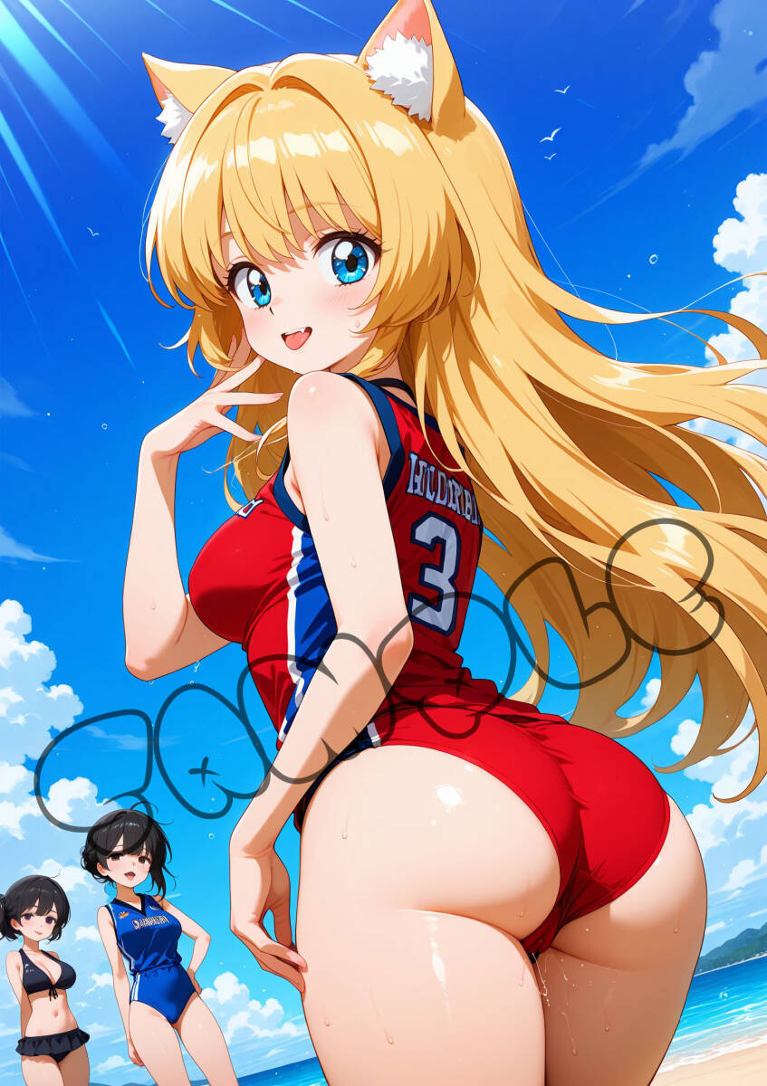 Yahoo!オークション - 1点物 可愛い 水着 アートポスター A4 イラスト...