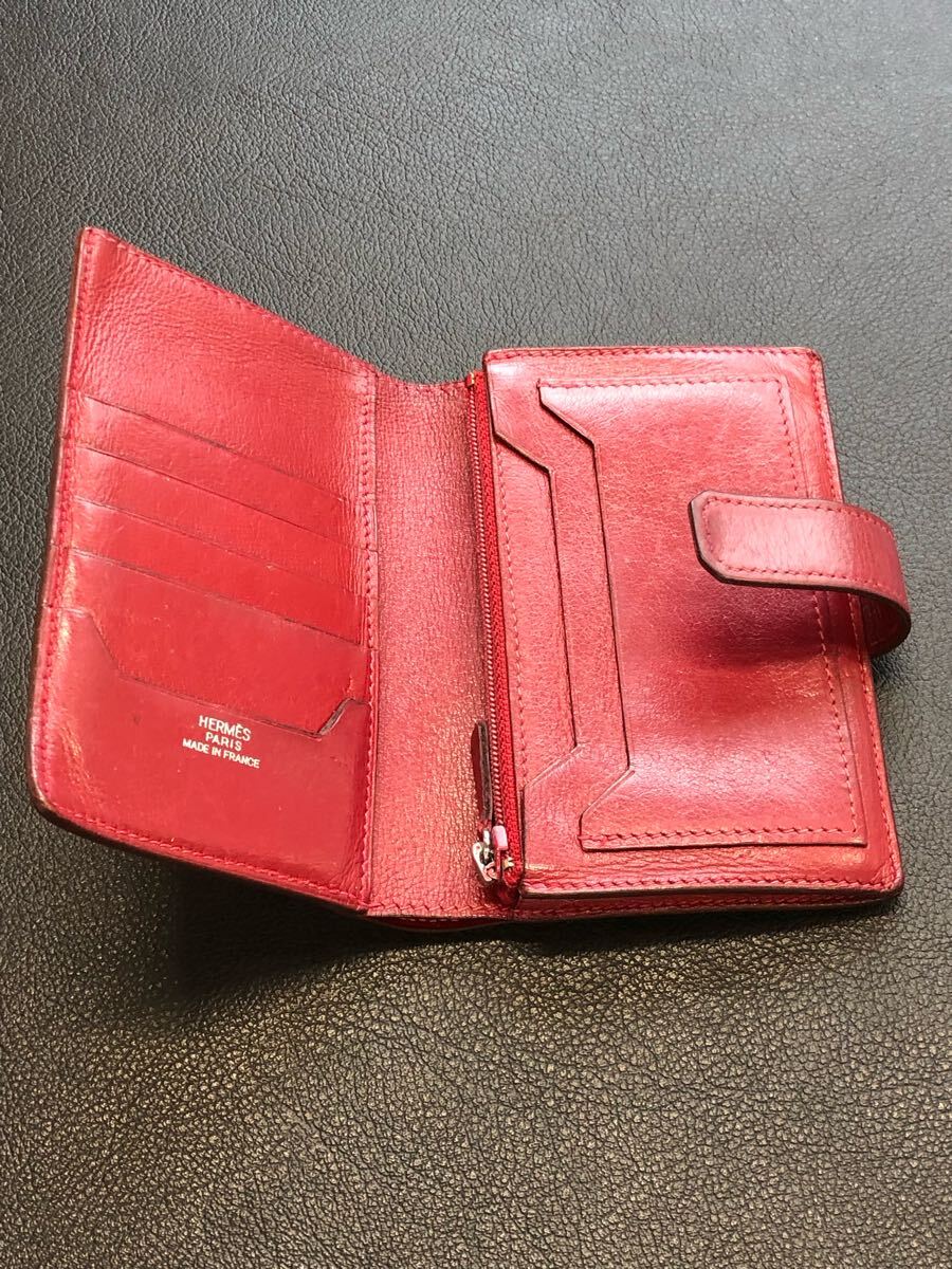 HERMES エルメス ベアン ジェラ 二つ折り コンパクト財布 レッド HERMES エルメス ベアン ジェラ 二つ折り コンパクト財布 レッド