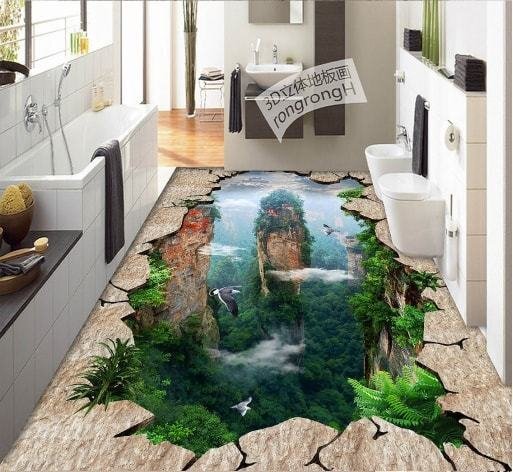 Yahoo!オークション - C392 巨大 3D フロアマット 3m 4m 危険 落とし穴...