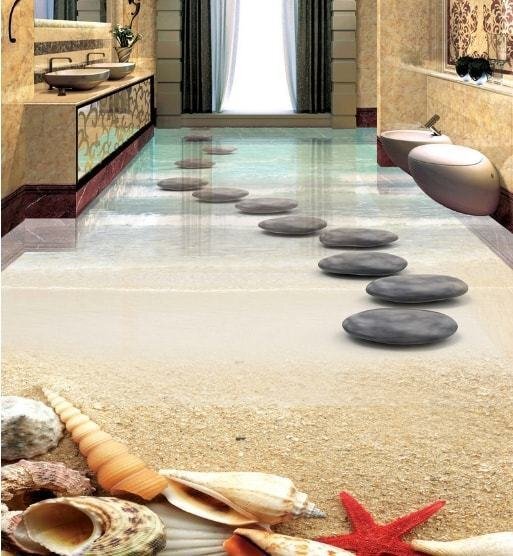 Yahoo!オークション - C448 巨大 3D フロアマット 2m 2m ビーチ 砂浜 ...