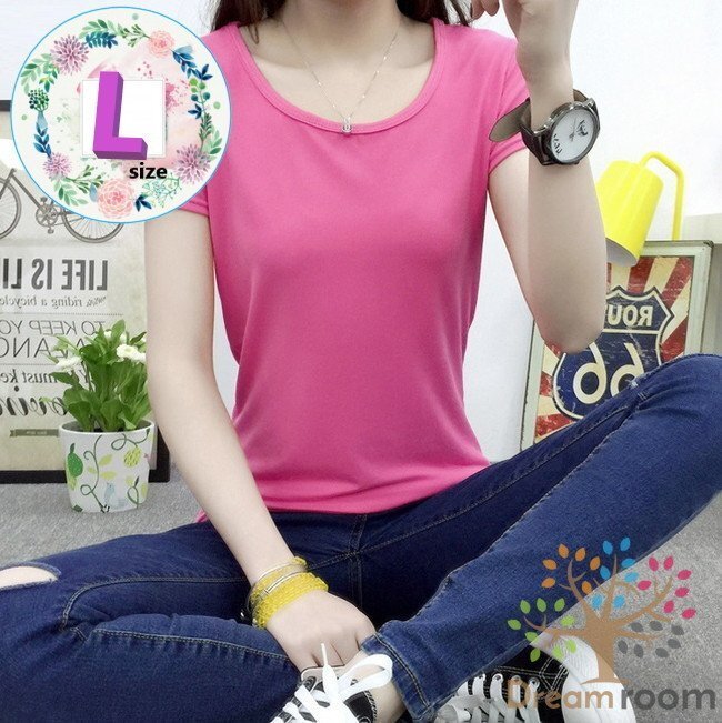 Yahoo!オークション - simple Uネック Tシャツ Lサイズ 美ライン 半袖 ...