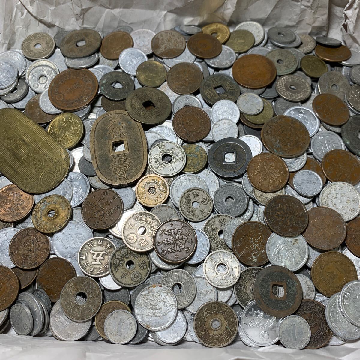 Yahoo!オークション - 4q 1円〜 日本古銭 天保通宝 寛永通宝 黄銅貨 青...