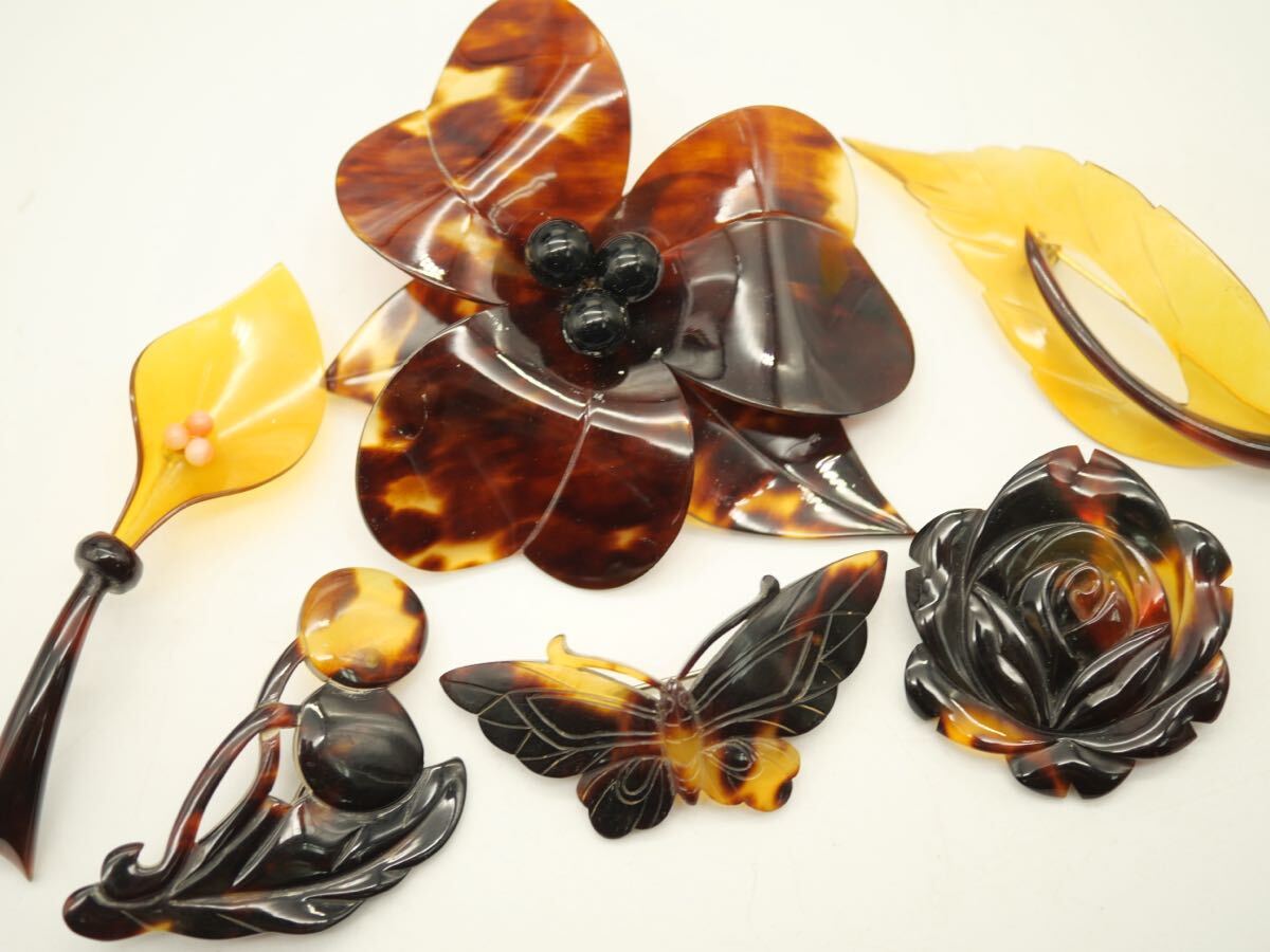 Yahoo!オークション - 【D82】鼈甲 ベッコウ べっ甲 ブローチ スカーフ...