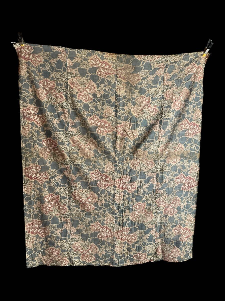 Yahoo!オークション - L16/古布 布団皮 藍染 柿渋染 筒描 木綿 襤褸 ぼ...