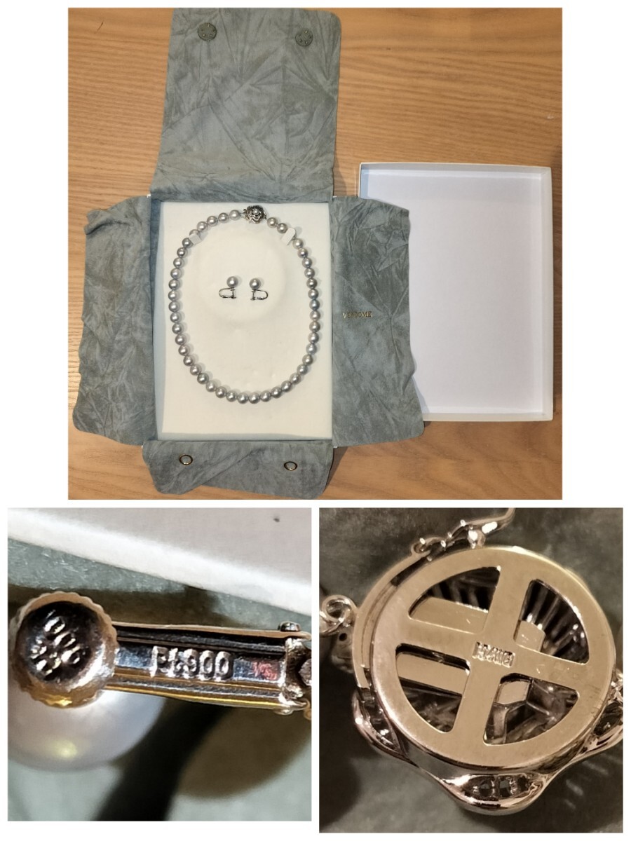 Yahoo!オークション - pt900 K14WG ナチュラルパール ネックレス イヤ...