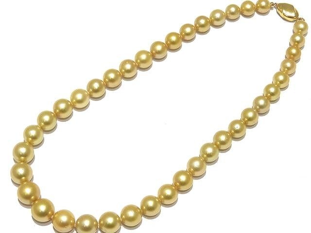 美品 ゴールデンパール ネックレス 大玉 ☆ 南洋真珠 約9~13.5 美品 ゴールデンパール ネックレス 大玉 ☆ 南洋真珠 約9~13.5