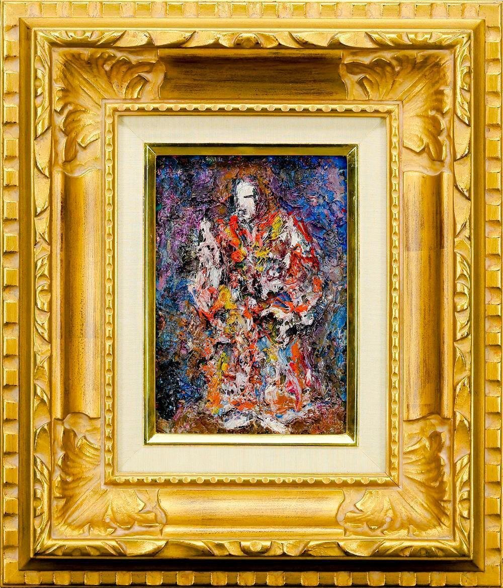 真作】【WISH】森田茂「黒川能」油彩 SM ◇黒川能名画 〇文化 真作】【WISH】森田茂「黒川能」油彩 SM ◇黒川能名画 〇文化