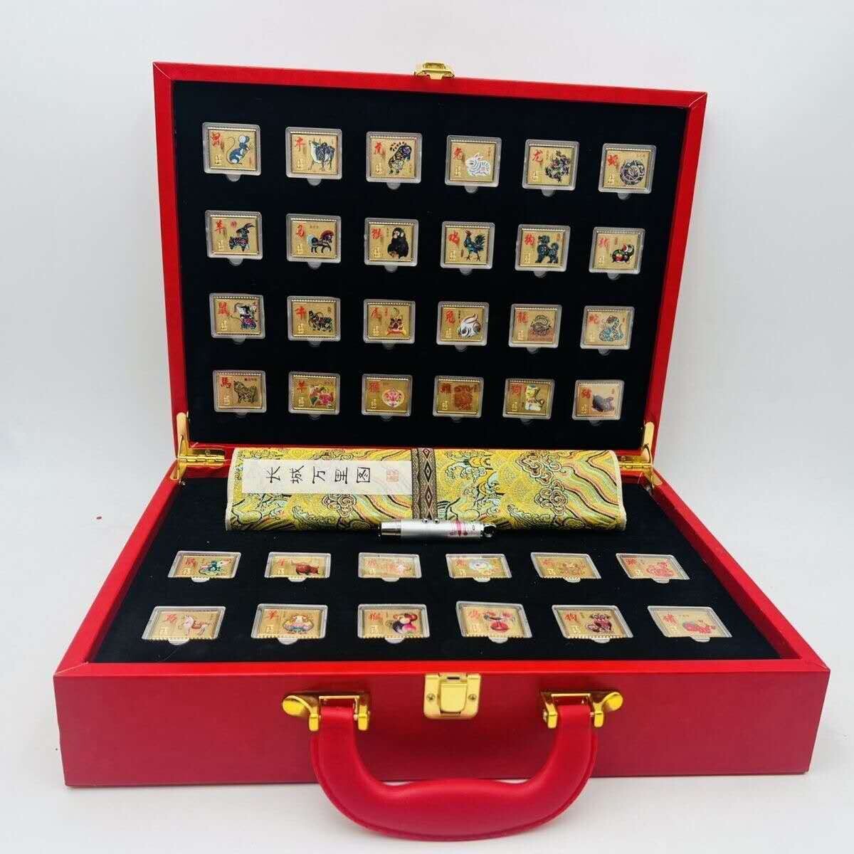 Yahoo!オークション - 040 QTP 中国切手 干支献福金箔切手秘蔵大全セッ...