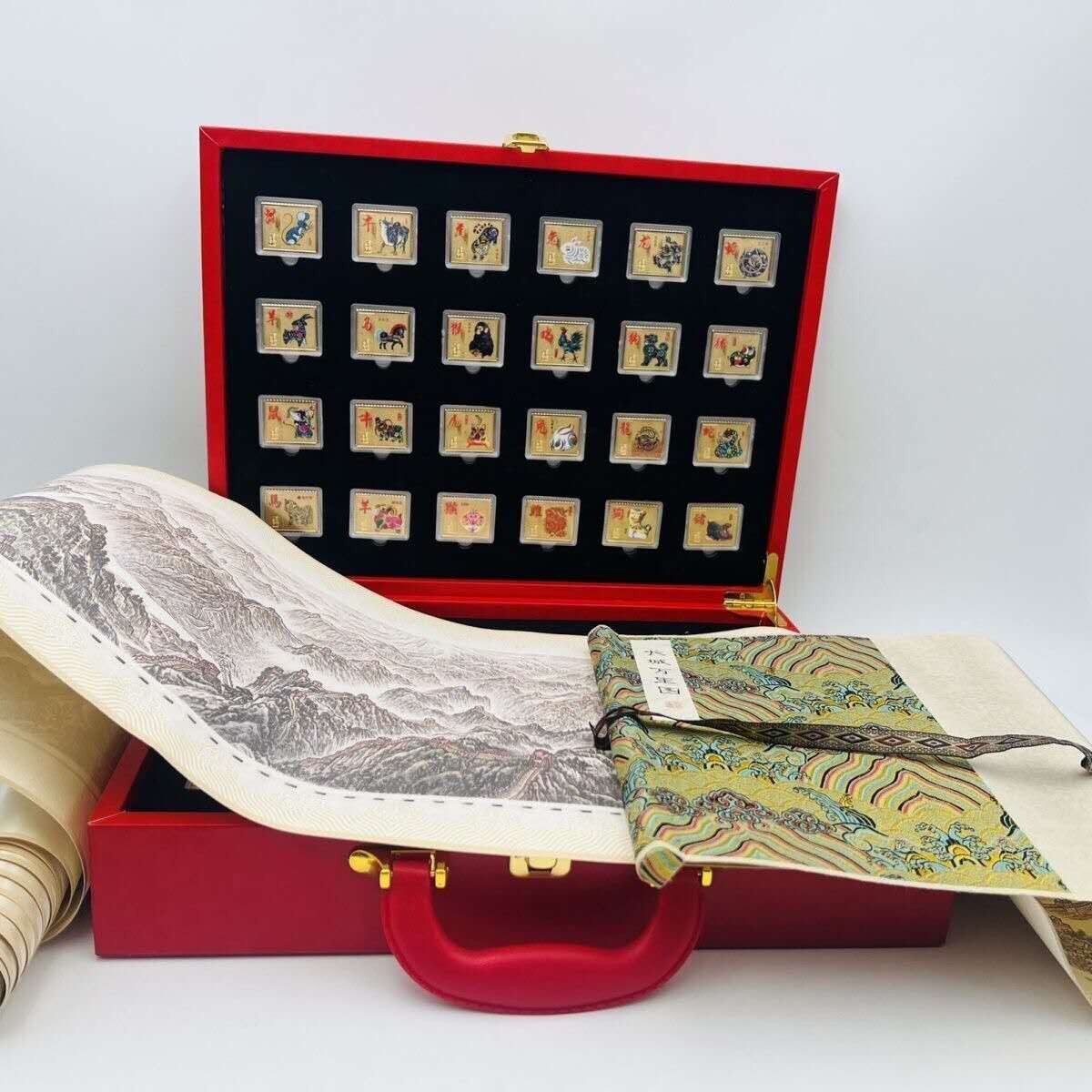 Yahoo!オークション - 040 QTP 中国切手 干支献福金箔切手秘蔵大全セッ...