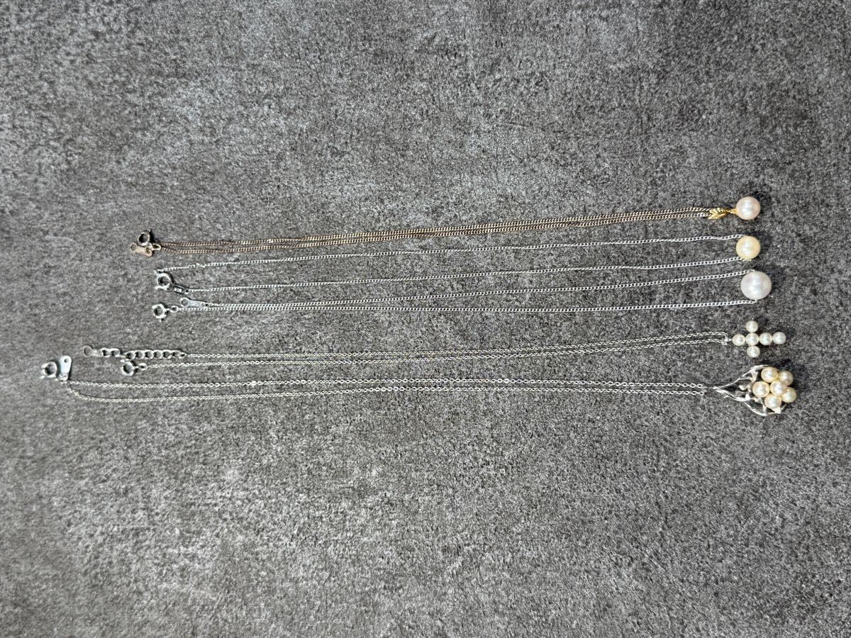 Yahoo!オークション - V197 全てSILVER 本真珠 アコヤ真珠含む シルバ...