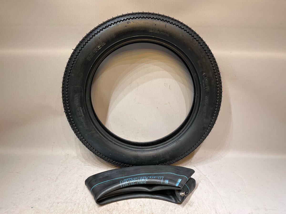 Yahoo!オークション - 新古品 4.00-17 タイヤ LOADSTAR 縦溝 チューブ ...