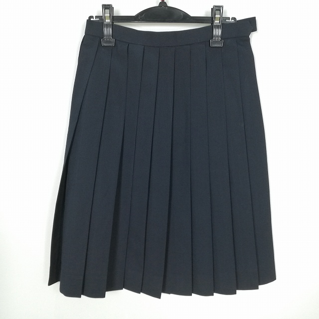 Yahoo!オークション - 1円 スクールスカート 夏物 w63-丈62 紺 中学 高...
