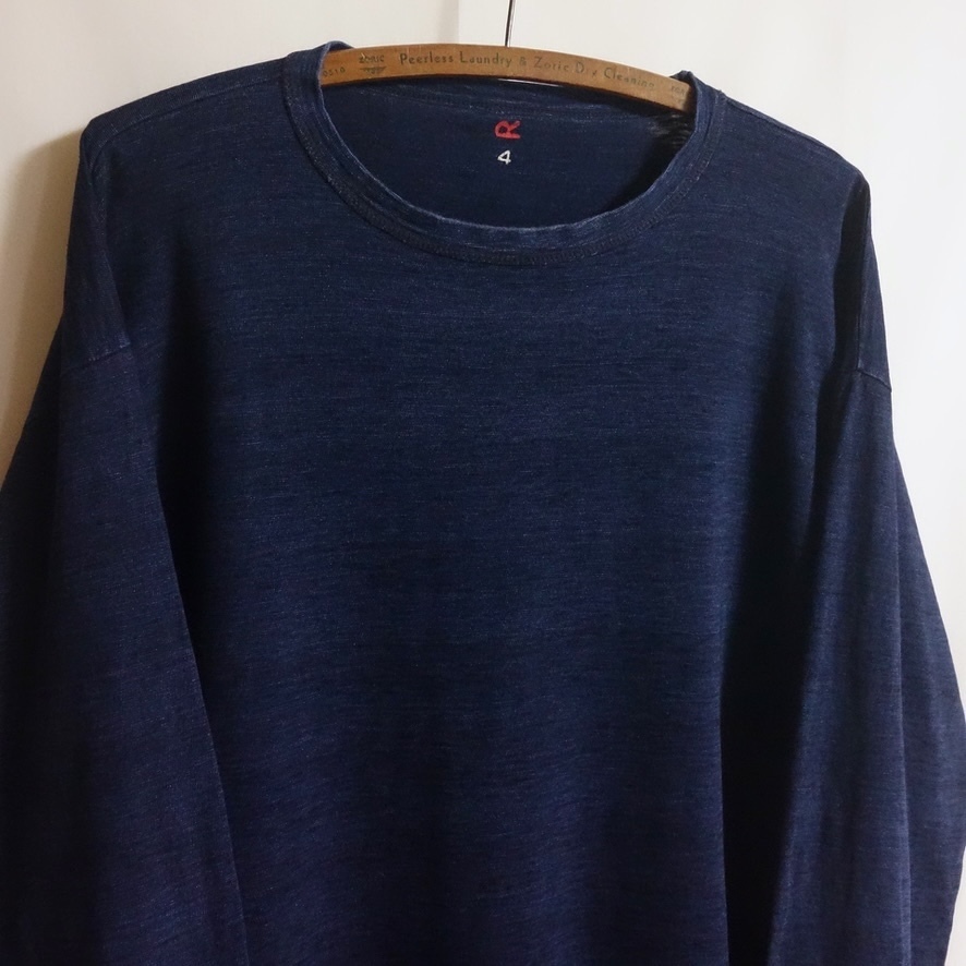 日本製 45RPM インディゴ 長袖 Tシャツ 4】メンズXL R刺繍 日本製 45RPM インディゴ 長袖 Tシャツ 4】メンズXL R刺繍