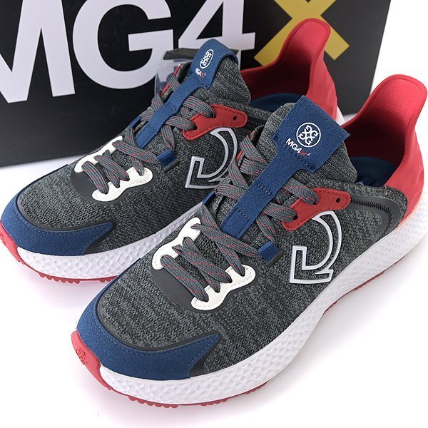 3.4万 ジーフォア MG4X2 GOLF CROSS TRAINER 防水 ニット スニーカー US8 灰 赤 紺 S22324 25.0cm G/FORE LIMITED EDITION ...