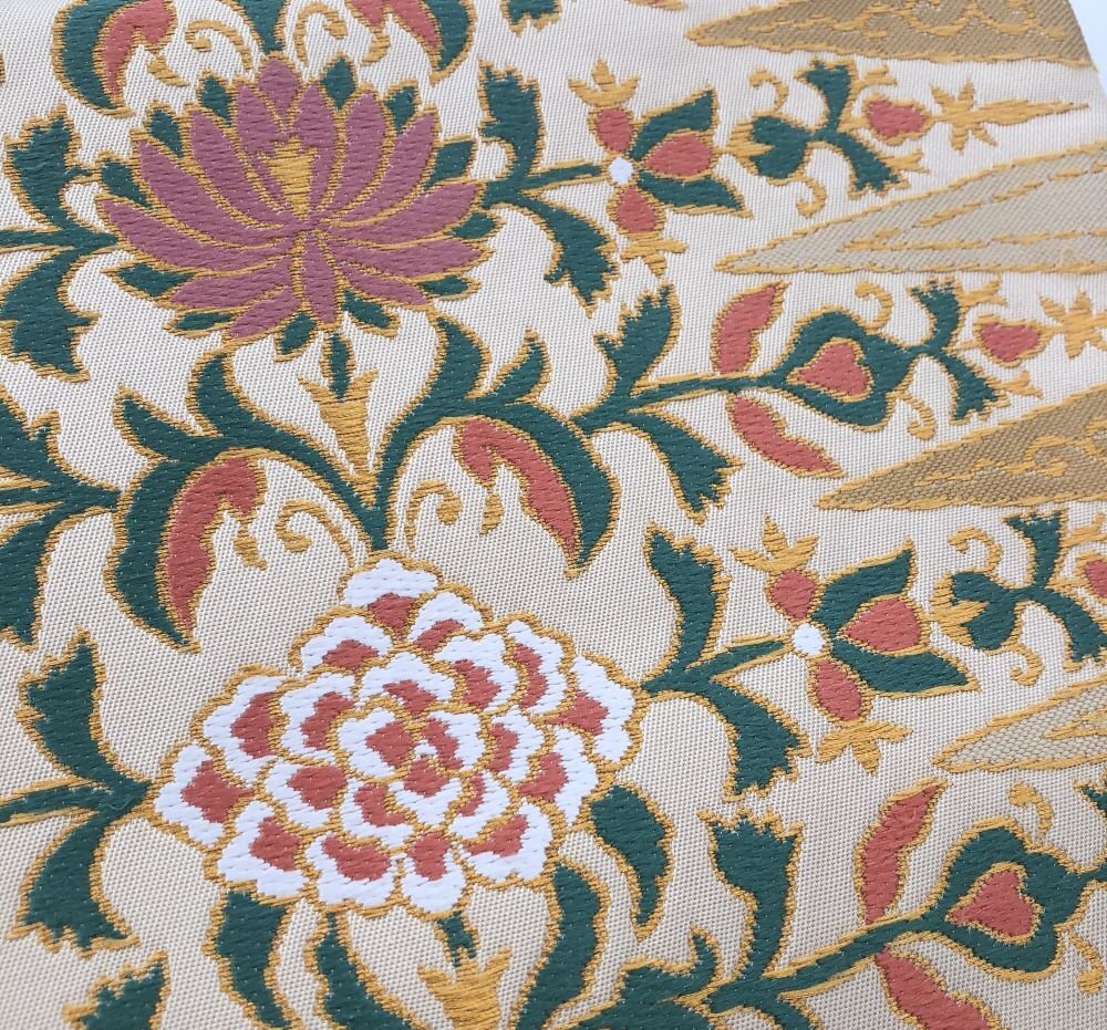 ○未使用極上品 龍村美術織物 龍村 袋帯 たつむら 更紗連花文 金 ○未使用極上品 龍村美術織物 龍村 袋帯 たつむら 更紗連花文 金