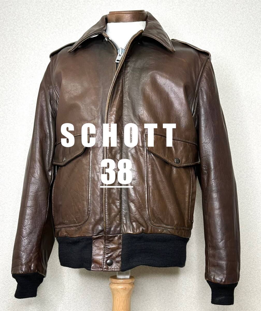 Yahoo!オークション - ④schott【38】米国製シングルライダース 牛革ジ...