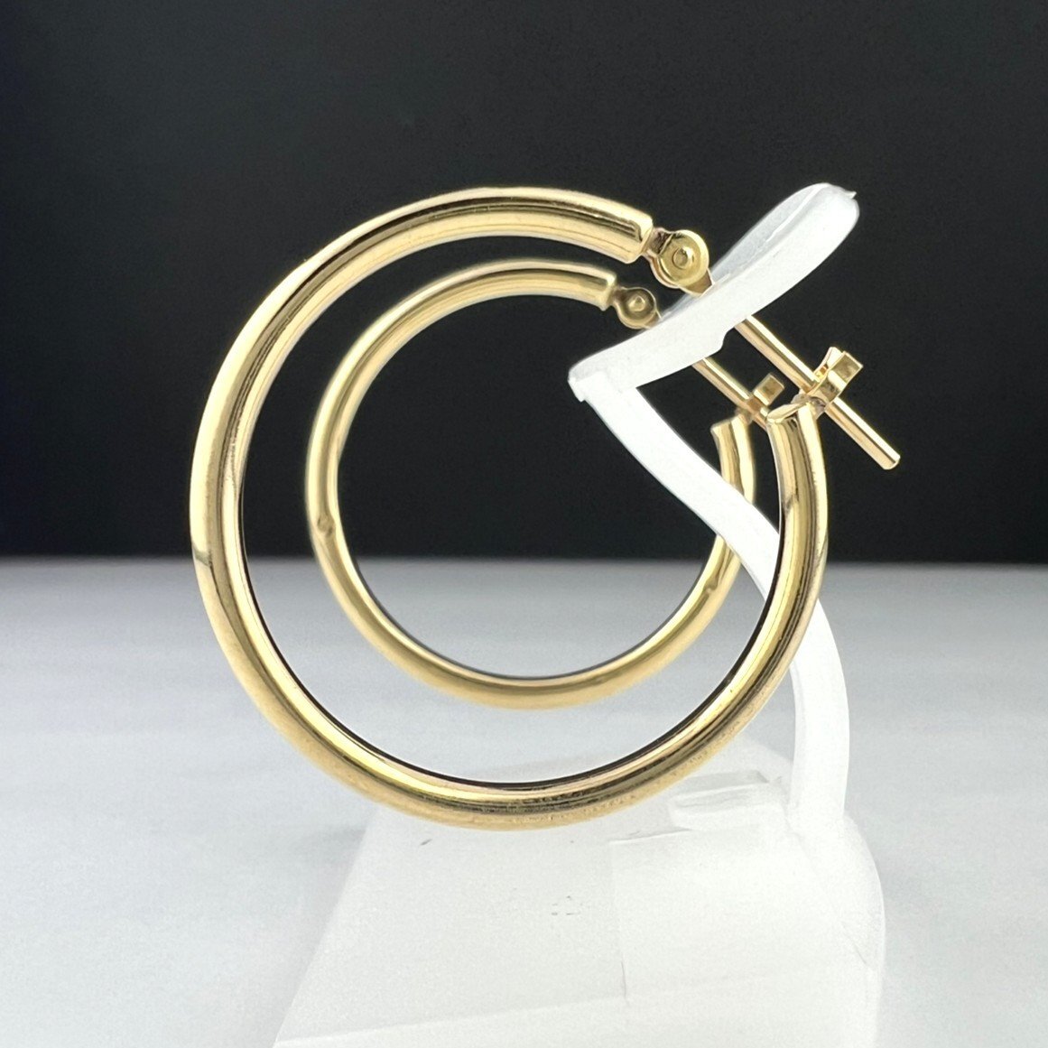 Yahoo!オークション - 【77】K18 ピアス フープピアス シンプル ゴール...