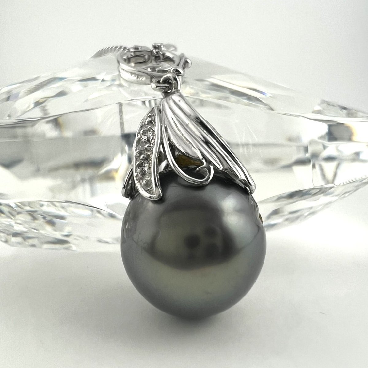 Yahoo!オークション - 【77】K14WG Pt900 パール 真珠 ダイヤモンド ペ...