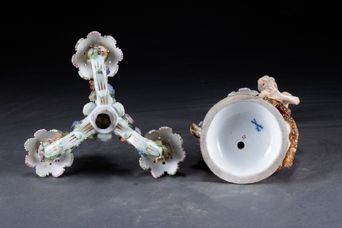 華】時代舊藏 時代物 Meissen・マイセン 色絵西洋人物紋蝋燭台 華】時代舊藏 時代物 Meissen・マイセン 色絵西洋人物紋蝋燭台