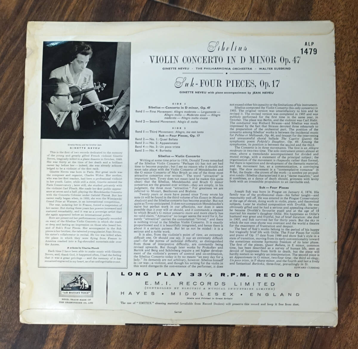 Yahoo!オークション - 極美盤 英HMV ALP 1479 シベリウス ヴァイオリン...