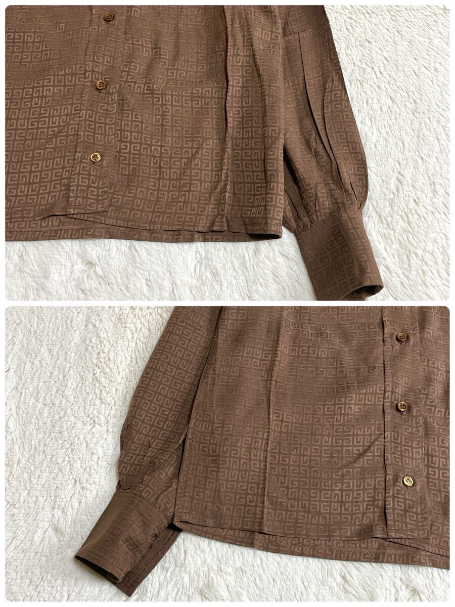 美品 GIVENCHY ジバンシー シルク100% 4G モノグラム 長袖シャツ 美品 GIVENCHY ジバンシー シルク100% 4G モノグラム 長袖シャツ