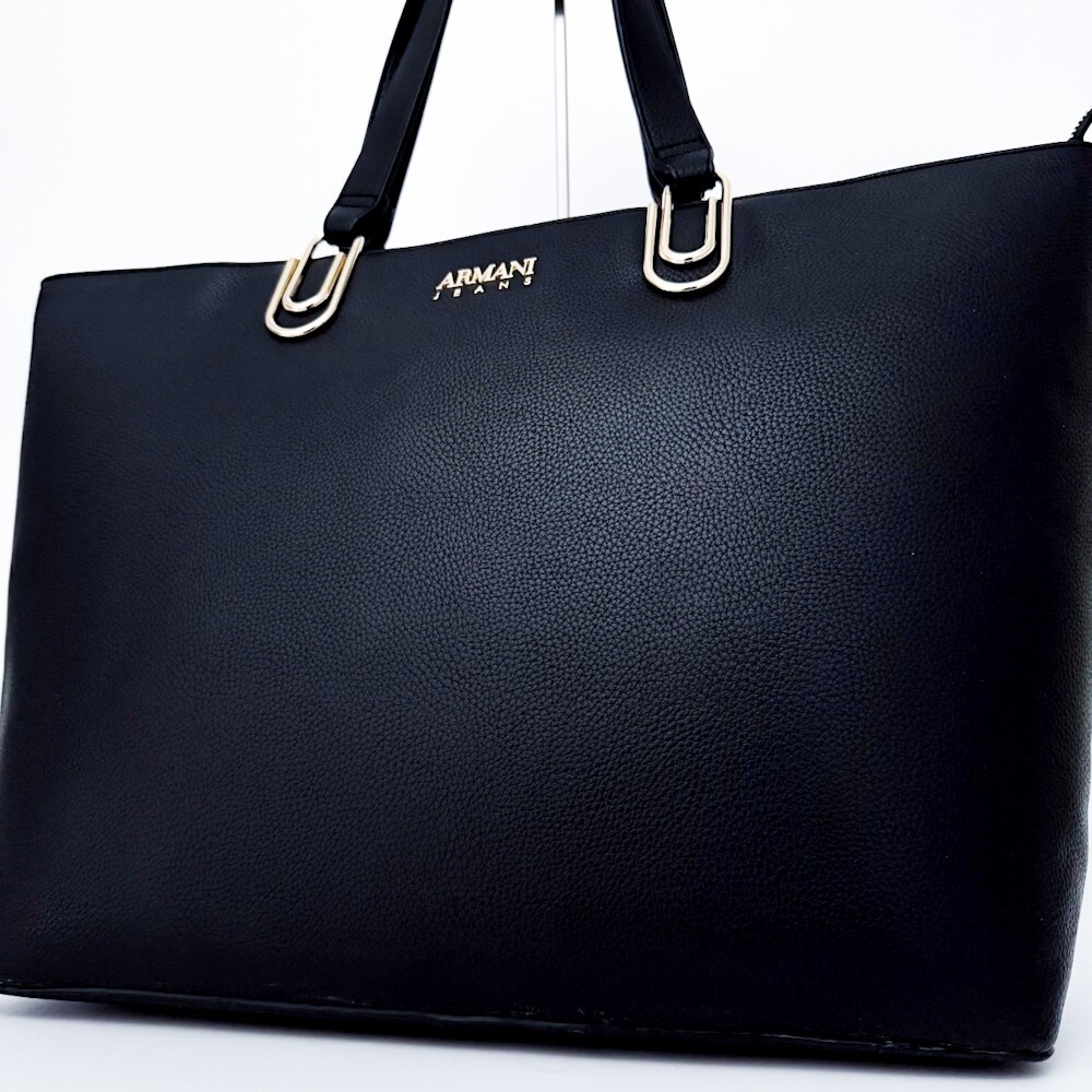 1円 入手困難 型崩れ無し ARMANI アルマーニ ロゴ金具 トートバッグ ビジネス 大容量 A4 メンズ レディース レザー ブラック 黒(その他)｜売買されたオークション情報、yahoo ...