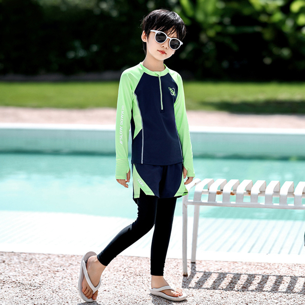 Yahoo!オークション - グリーン 5XL(150-160cm) 水着2点セット キッズ...