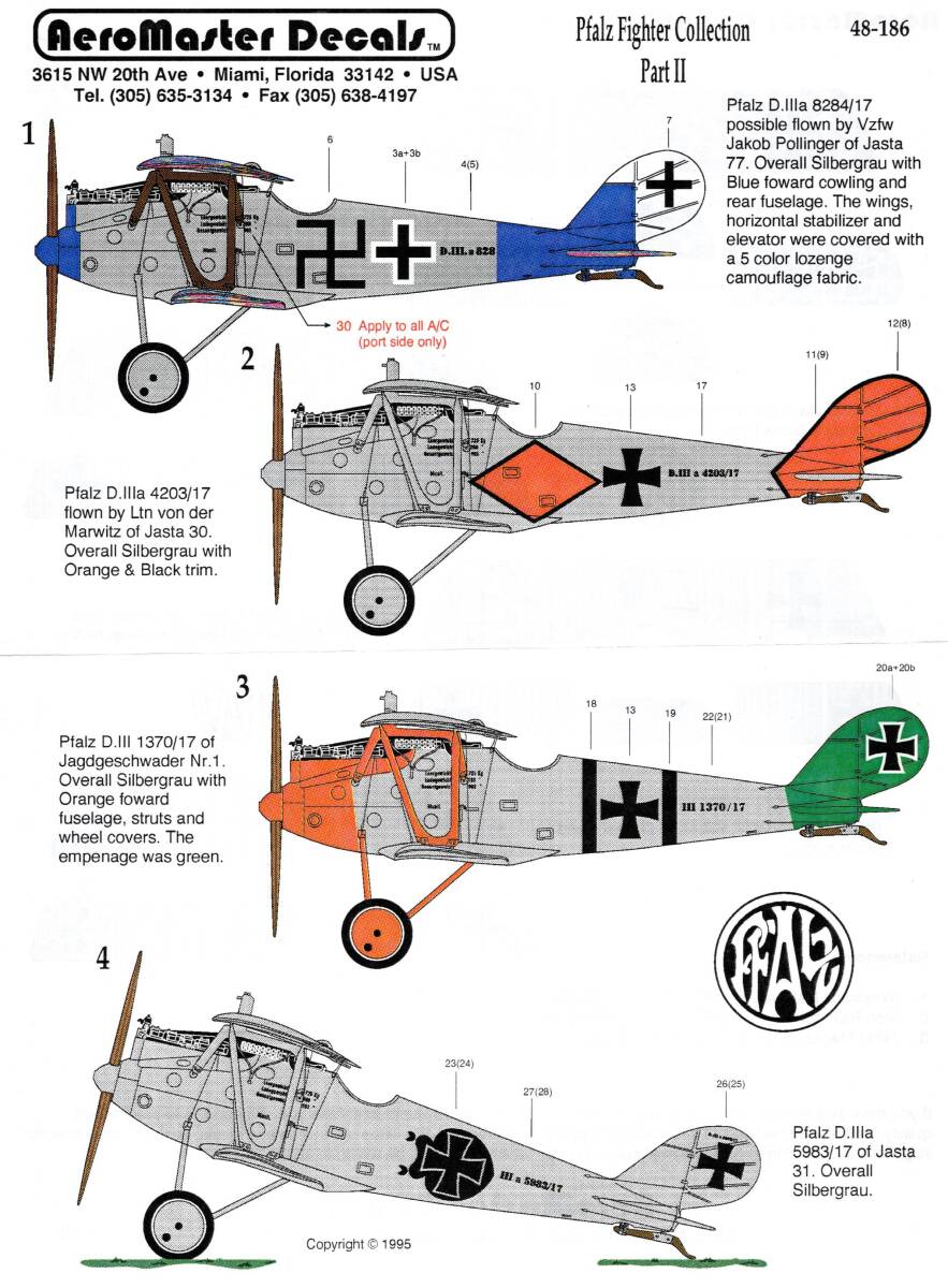 Yahoo!オークション - AeroMaster Decals 48-186 Pfalz Fighter Collec...
