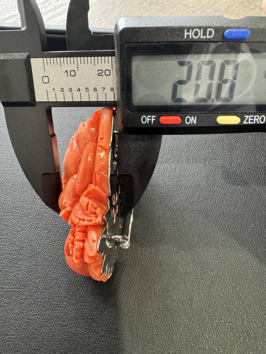 本珊瑚 天然サンゴ 帯留め ブローチ 花彫刻 豪華 約56g 和装小物 本珊瑚 天然サンゴ 帯留め ブローチ 花彫刻 豪華 約56g 和装小物
