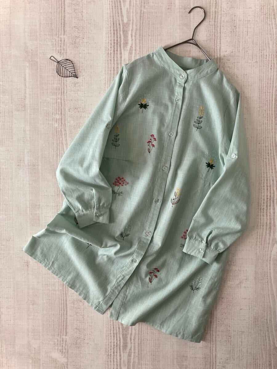 Yahoo!オークション - VIANTE ヴィアンテ ボタニカル刺繍柄 シャツワ...