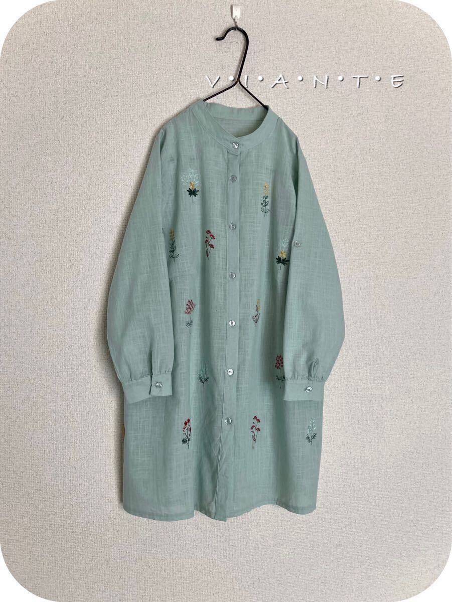 Yahoo!オークション - VIANTE ヴィアンテ ボタニカル刺繍柄 シャツワ...