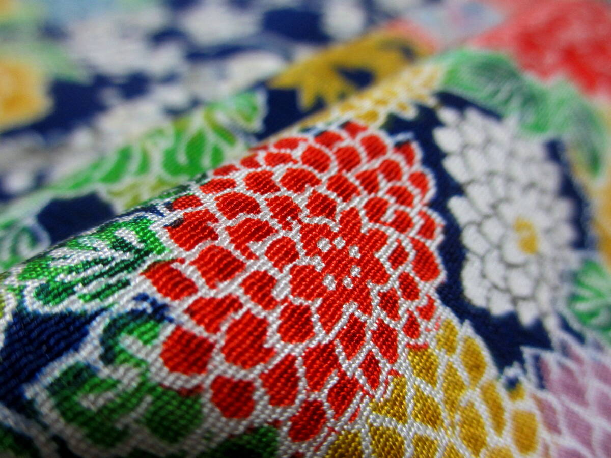 Yahoo!オークション - K936 正絹 紺 花と御所車 はぎれ 36cmx165cm ...