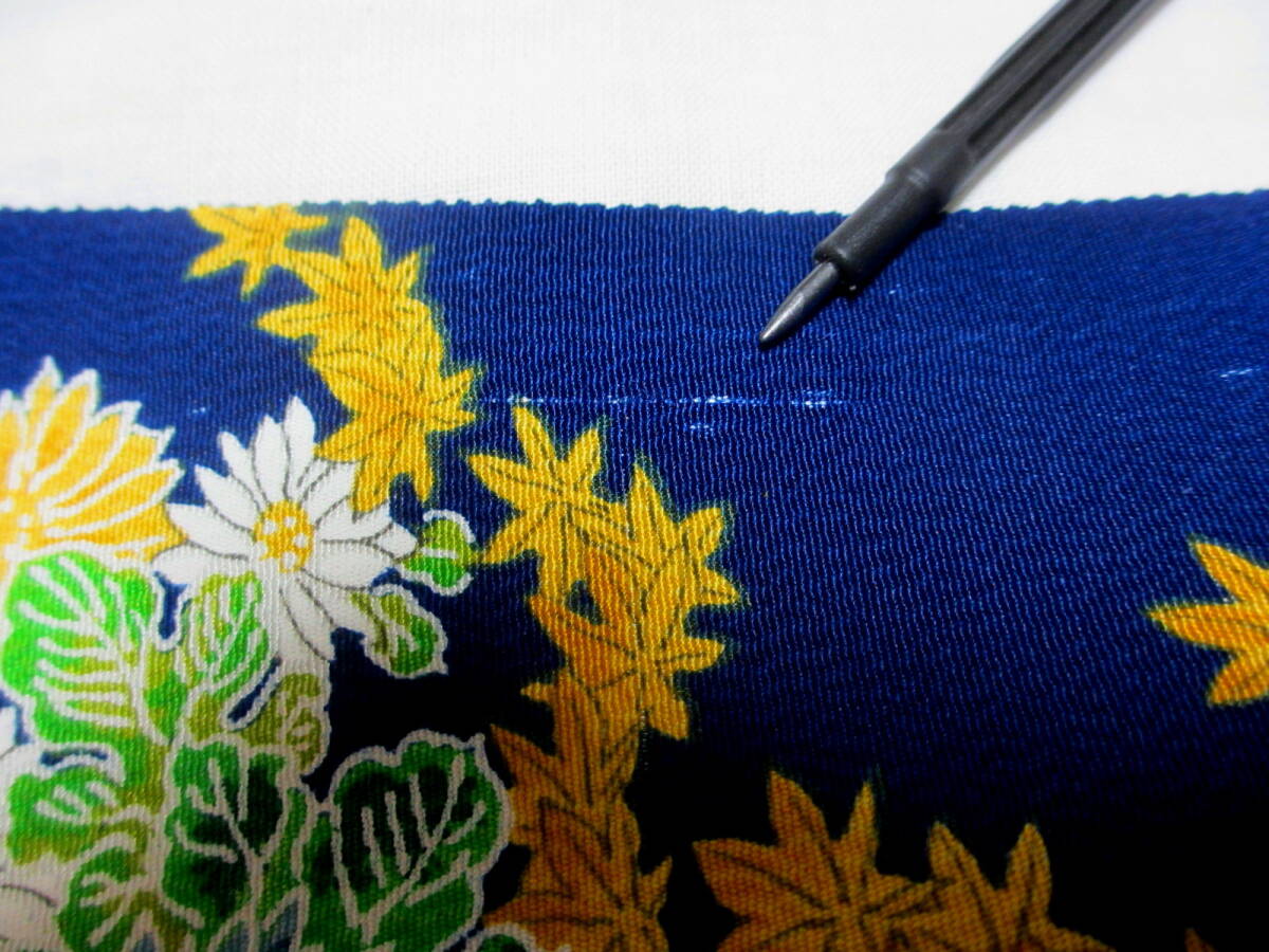 Yahoo!オークション - K936 正絹 紺 花と御所車 はぎれ 36cmx165cm ...