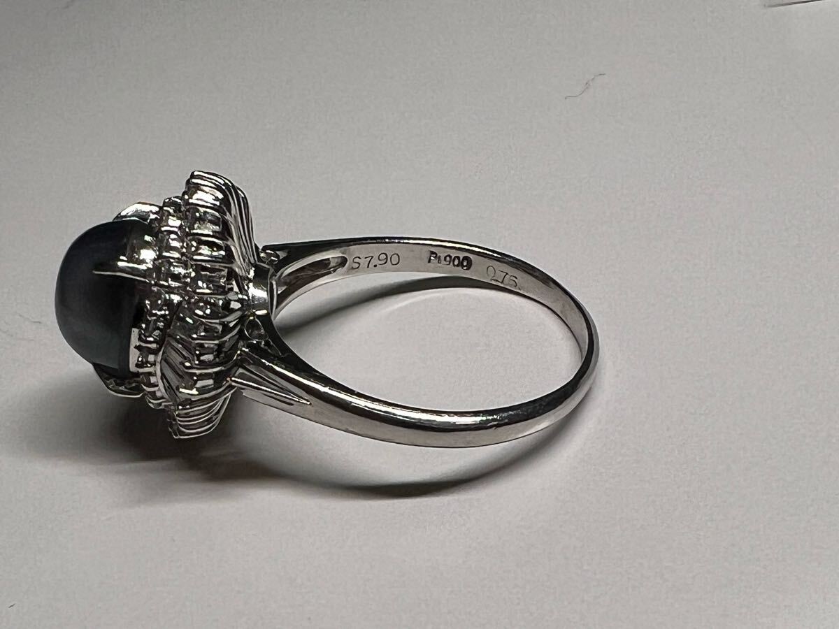 Yahoo!オークション - 1円 Pt900 スターサファイア 7.9ct ダイヤモンド...