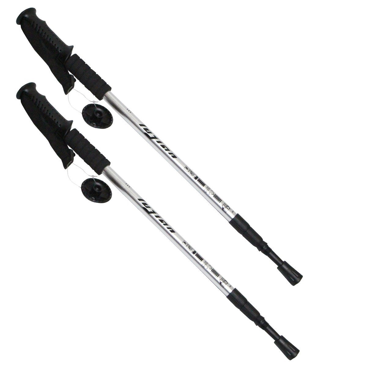 Yahoo!オークション - 2本セット トレッキングポール シルバー/銀 ウ...